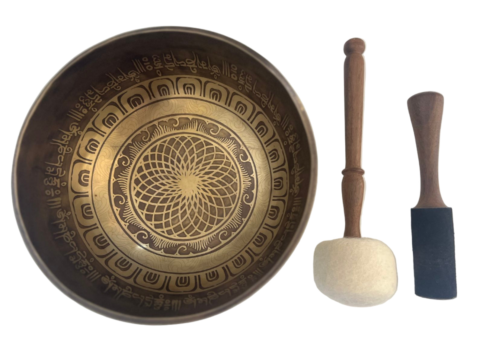 Singing Bowl-Handmade-20 cm-Sacred Geometry Etched – Peace Eye Trade